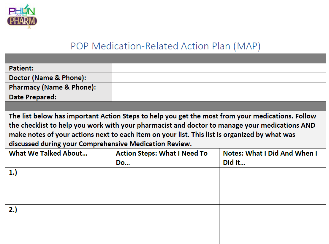 Medication Action Plan - Medication Education - Phun On the Pharm ...